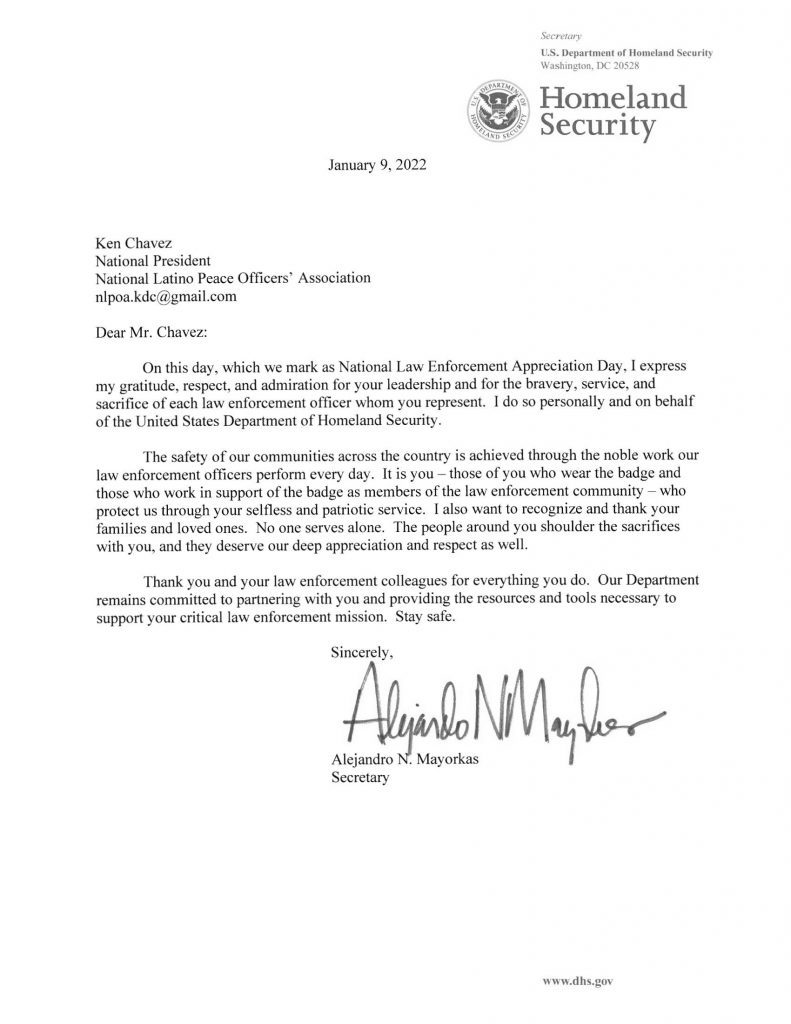 Law Enforcement Appreciation Day – A Thank You letter from DHS ...